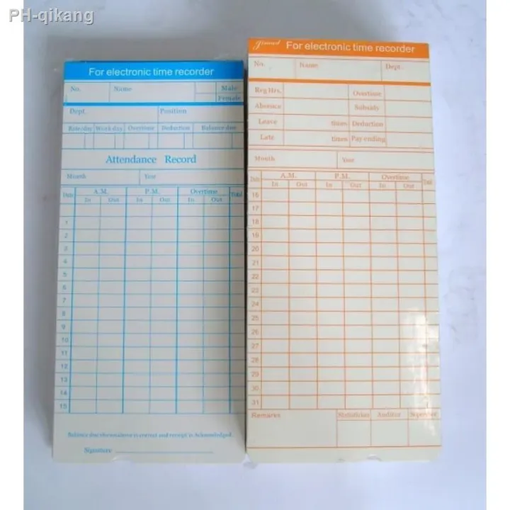 Time Cards / Bundy Clock Time Cards 100 pcs / pack | Lazada PH