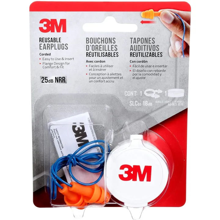 3M ปลั๊กอุดหู ที่อุดหู (Ear Plug) 3M แบบมีสาย แบบแผงกล่องขาว 1 ชิ้น ...