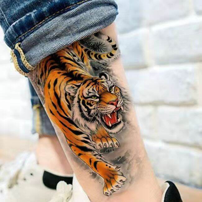 Downhill tiger temporary tattoo stickers lasting waterproof men and ...
