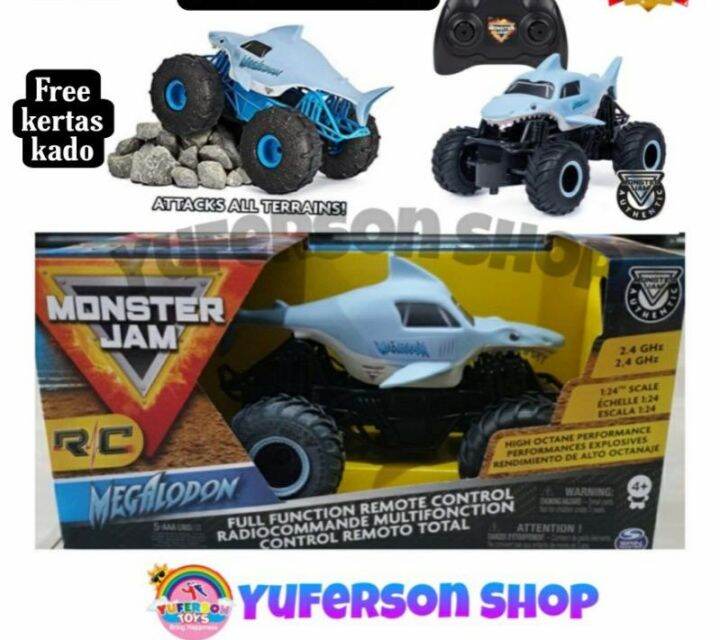 Monster Jam Official Megalodon Remote Control Monster Truck 1:24 ...