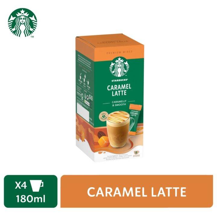 Starbucks Caramel Latte Premium Coffee Mix 86g Box of 4 x 21.5g Sticks ...