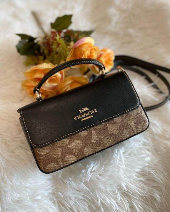 Coach CC340 Mini Josie Top Handle Crossbody in Blocked Khaki Signature ...