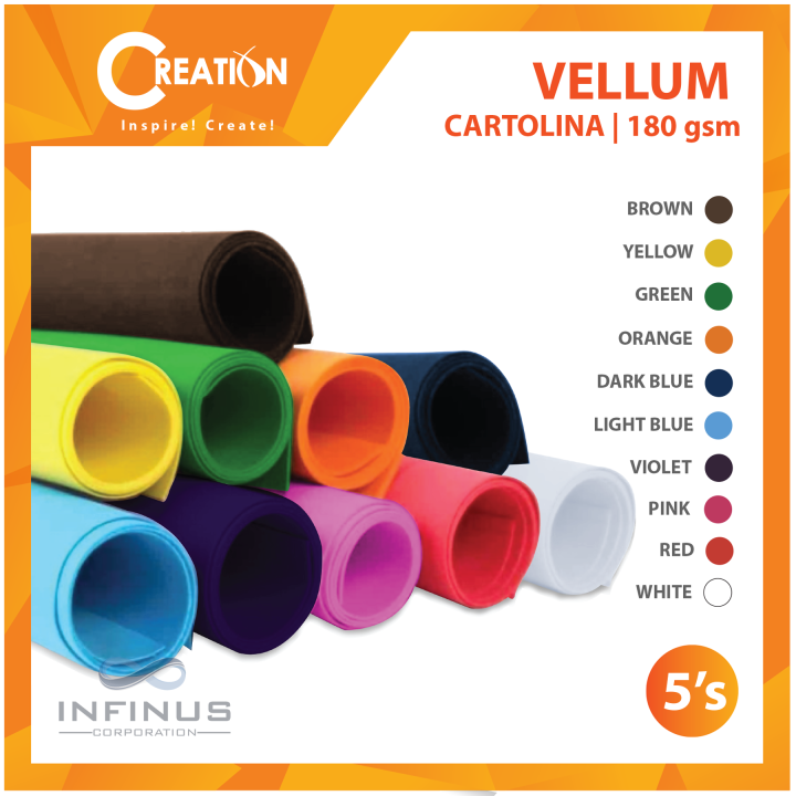 Creation Vellum Cartolina 180 gsm by 5's | Lazada PH
