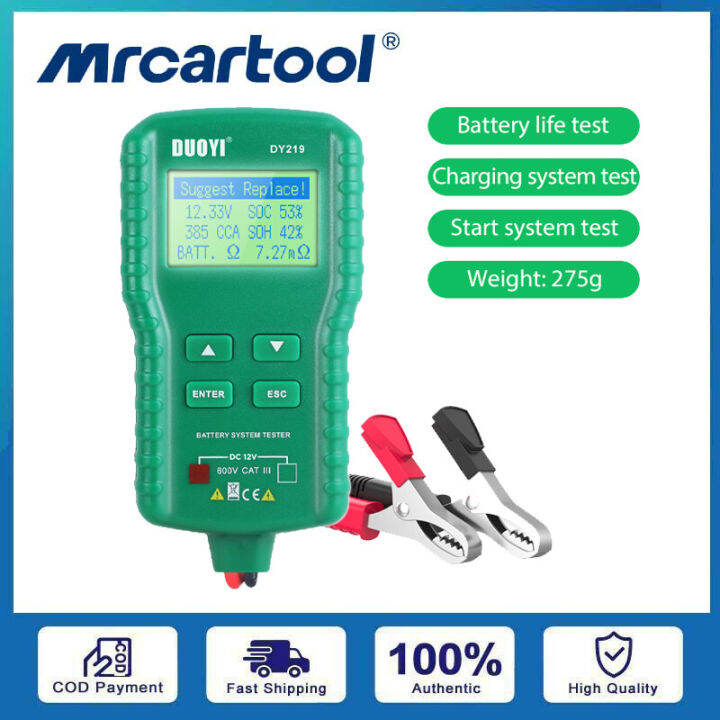 【ready In Stock】mrcartool Duoyi Dy219 12v Digital Battery Tester Automotive Ah 100 1000cca