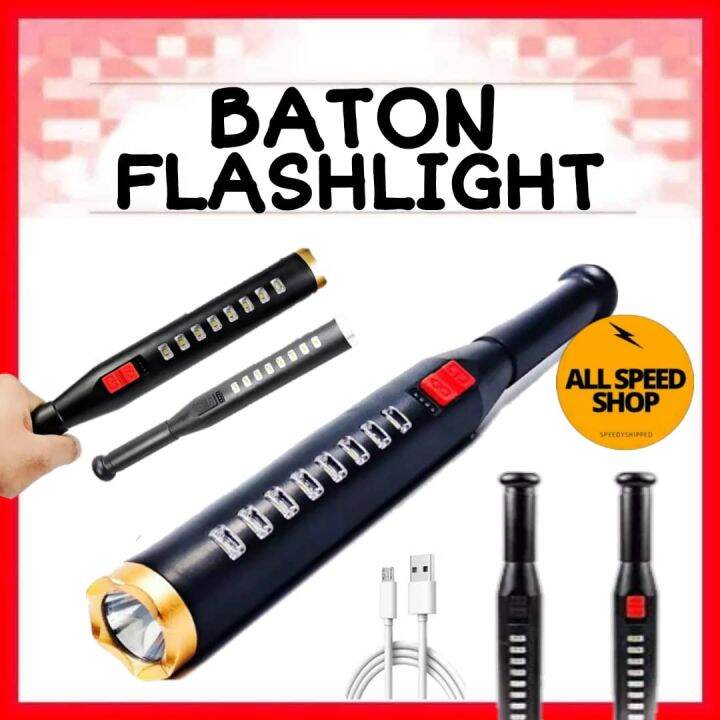 9 LED Powerful Flashlight Baseball Bat Torch Outdoor Patrol ...