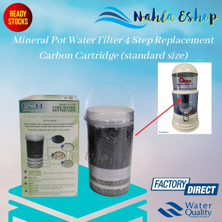 Mineral Pot Water Filter 4 Step Replacement Carbon Cartridge (standard ...