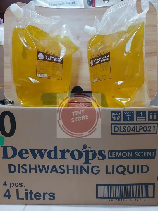 Dewdrops Dishwashing Liquid Lemon Scent 4 Liters/4 pcs. | Lazada PH
