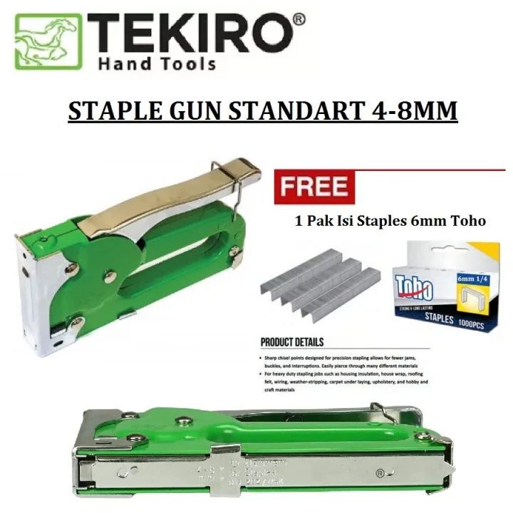 TEKIRO Staples Gun Tembak 4 - 8mm + 1 Pak Isi Staples 6mm / Staple Gun ...