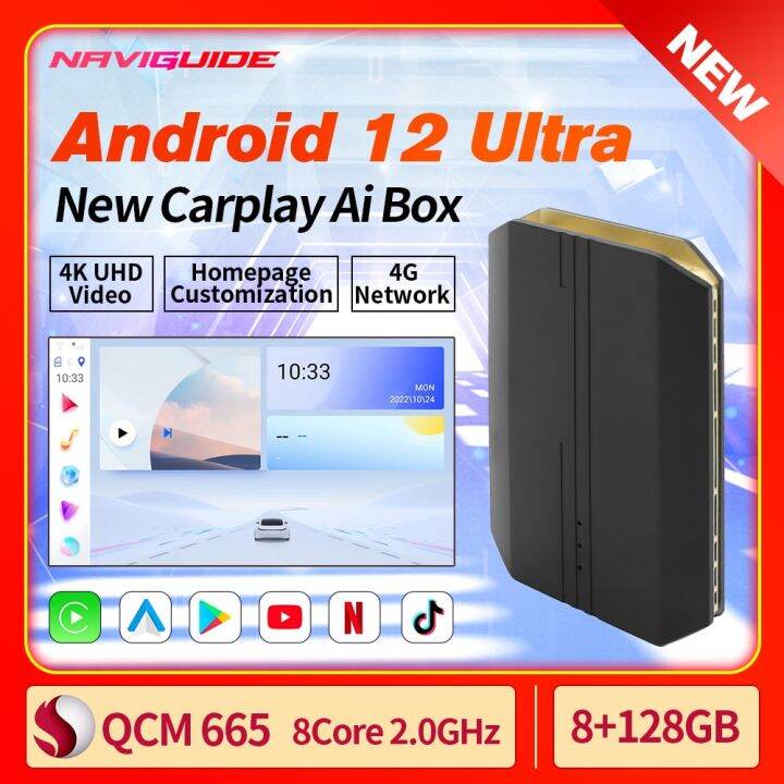 NAVIGUIDE Carplay Ai Box Android 12 Wireless CarPlay Android Auto Netflix YouTube Spotify For VW ...
