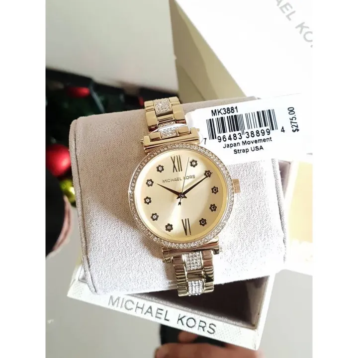 Michael Kors Ladies Watch Sofie Gold Crystal Bezel MK3881 With 1 Year ...
