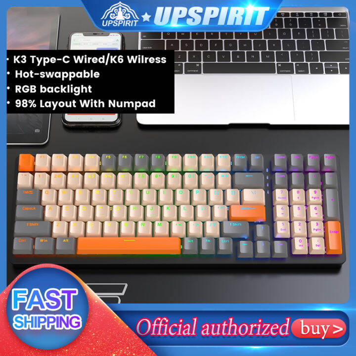 K3 Shimmer 98 Keys Mechanical Type-C Wired Gaming Keyboard Gamer ...