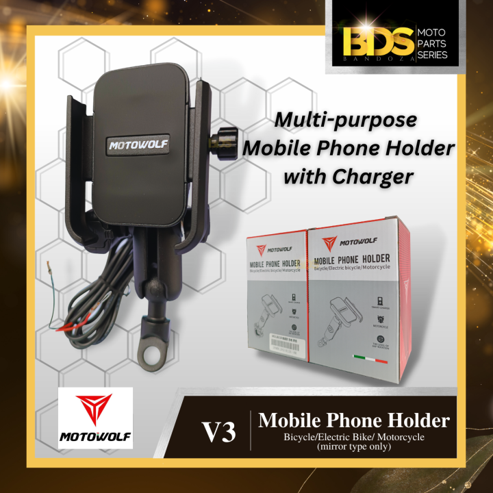 MOTOWOLF Multi-purpose Mobile Phone Holder w/ Charger/ Motorcycle/ Bike ...