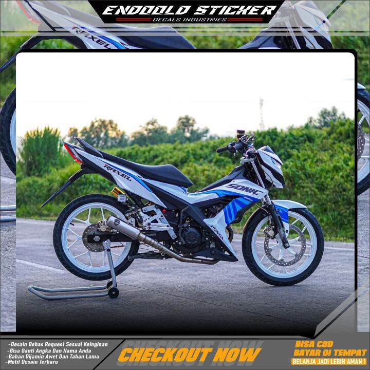 DECAL STIKER EMBLEM MOTOR HONDA SONIC SIMPLE WARNA PUTIH BISA REQUEST ...