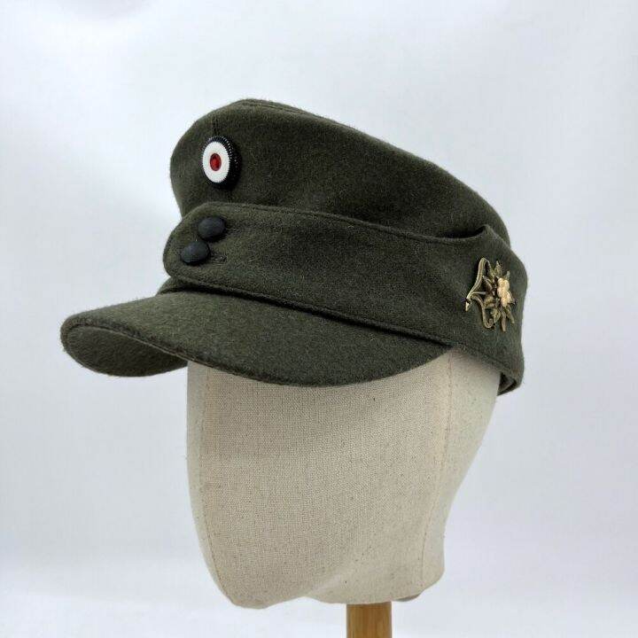 German Army Hat Winter Military Cap Mountain Green Vintage Officer ...