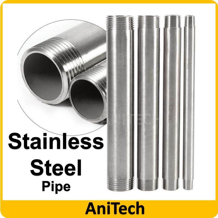Stainless Steel Pipe Extension 1/2” / 3/4” Threaded Pipe End Connectors ...