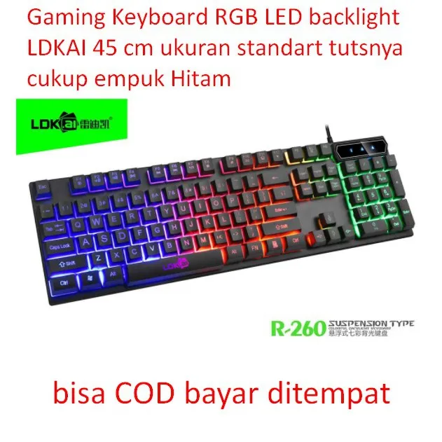 Gaming Keyboard RGB LED backlight LDKAI 45 cm ukuran standart tutsnya ...