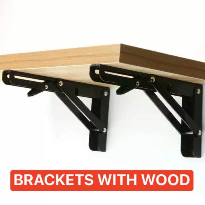 Wood Planks With Bending Brackets Set Adjustable Mounted Wall Bearing ...