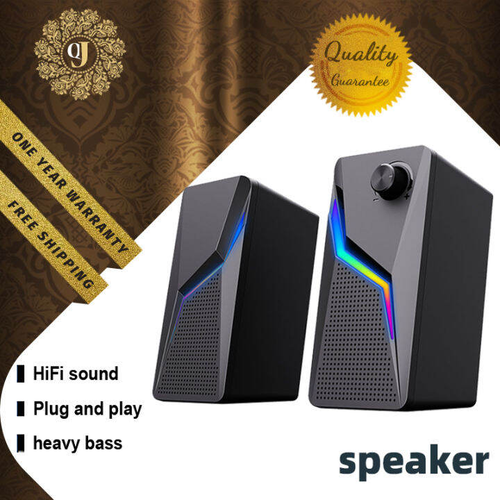 Q&J RGB Gaming Speaker Laptops Desktop Stereo Speakers PC Speakers ...