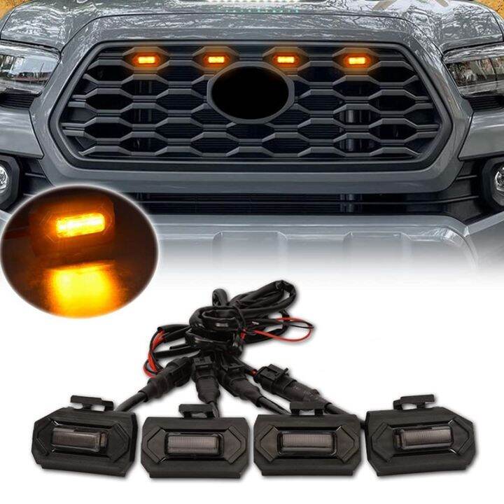 4PCS LED Front Grill Lights for Toyota Tacoma Raptor TRD Off Road Sport ...