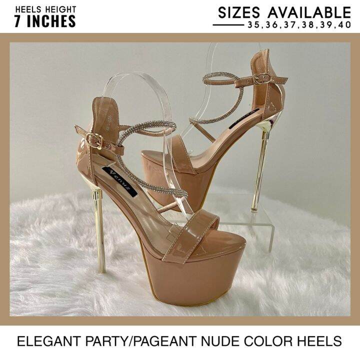 ELEGANT PAGEANT HEELS NUDE COLOUR 7 INCHES | Lazada PH