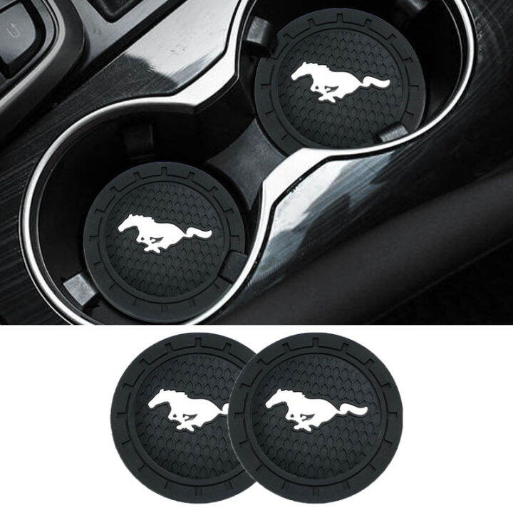 2PCS Mustang โลโก้รถ Organizer ถ้วยรถเครื่องดื่ม Pad Non Slip ขวด ...
