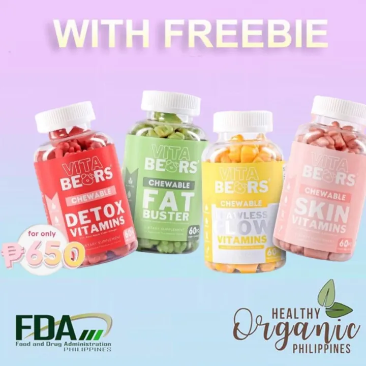 Vitabears Gummies Detox Hair Vitamins Collagen Glutathione Apple Cider ...