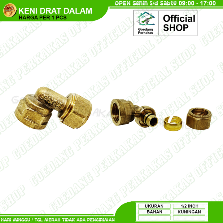 Keni Drat Dalam Air Panas Kuningan 1/2 Inch Knee Kran Shower Air Panas | Lazada Indonesia