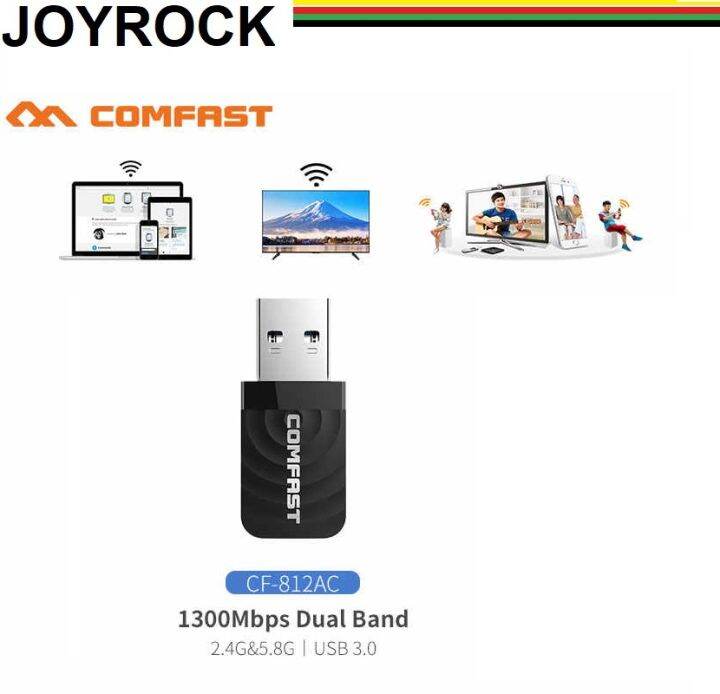 COMFAST USB WiFi Adapter for PC, Wireless Adapter AC1300Mbps Dual-Band ...