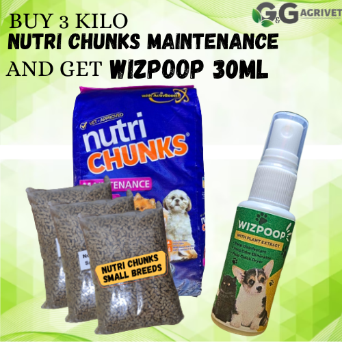 [G&G AGRIVET] COMBO DEALS / 3 KILO NUTRI CHUNKS MAINTENANCE + WIZPOOP ...