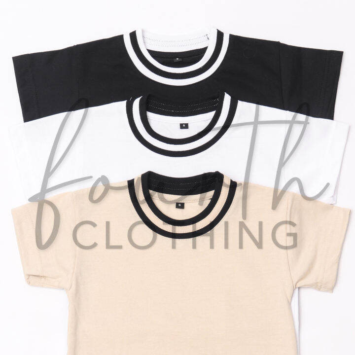 [KIDS] Pro Club Inspired Two Tone Striped Collar Crew Neck Tees T-shirt ...