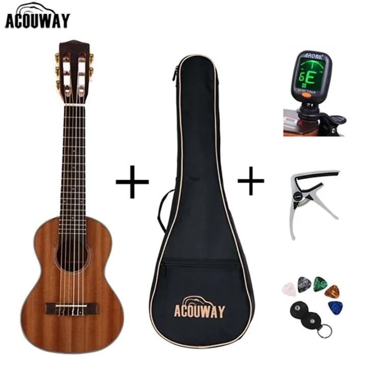 Acouway 28 inch Guitar Guitalele Guitarlele ukulele Sapele body 6 ...