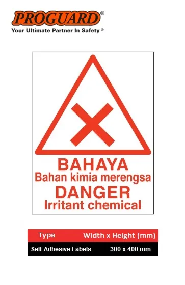 "Danger Irritant Chemical" Bahaya Danger Chemical Hazardous Sticker ...