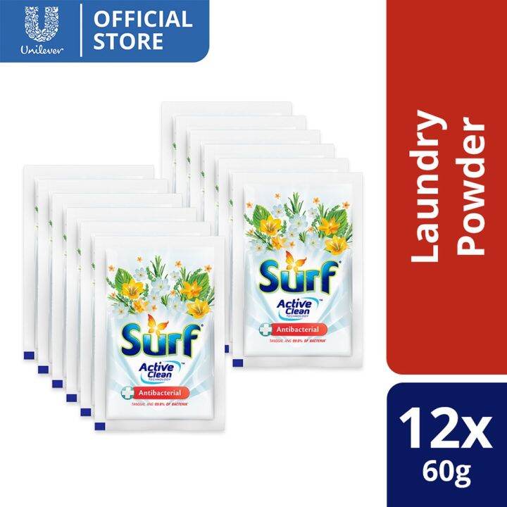 Surf Powder Detergent Antibacterial 60G Sachet Set of 12 | Lazada PH