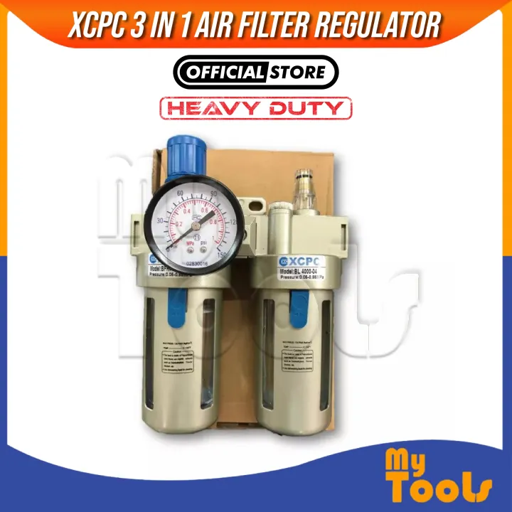 Mytools XCPC BL4000-04 Air Regulator Filter Water Trap Oiler Lubricator 3 n 1 Gauge Compressor ...