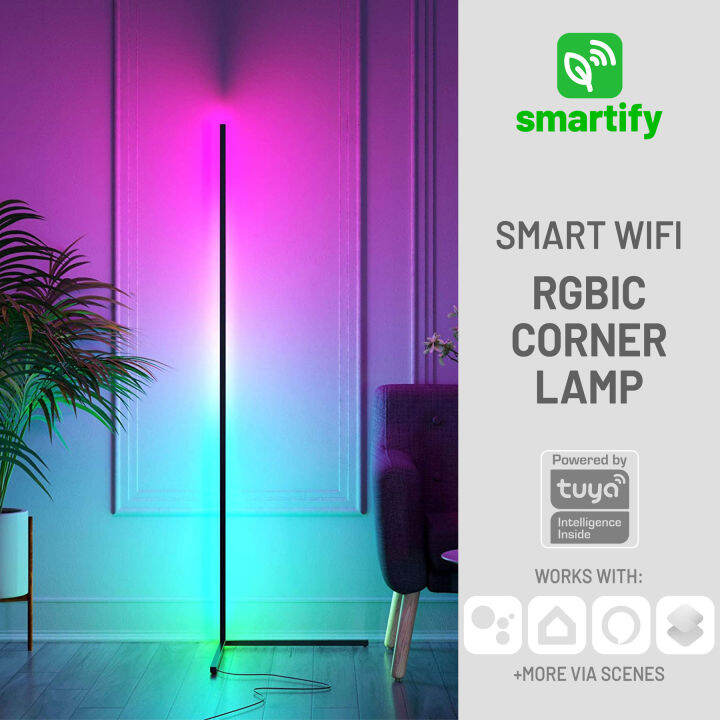 SMARTIFY WIFI RGBIC LED CORNER FLOOR LAMP NORDIC ALUMINUM (Q1X RGBIC ...