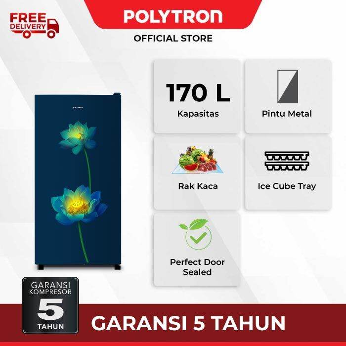 POLYTRON Kulkas 1 Pintu 170L Beauty Steel PRB 177LB | Lazada Indonesia