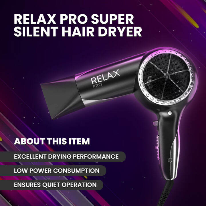 Relax Pro Super Silent Hair Dryer 880W Hair Dryer 100% Authentic Blow ...