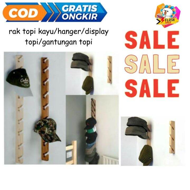 rak topi kayu/hanger/display topi/gantungan topi | Lazada Indonesia
