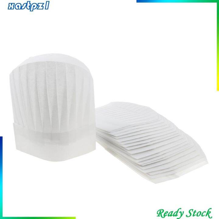 CODKKW MALL [Ready Stock] 20x Disposable Chef Hat Cook Cap Baker Food ...