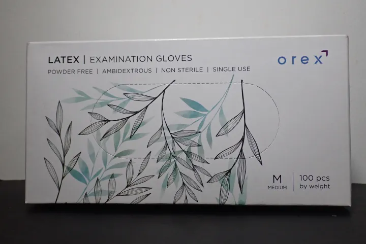 OREX BRAND LATEX EXAMINATION GLOVES; 100 PCS; MEDIUM SIZE; HIGH QUALITY ...