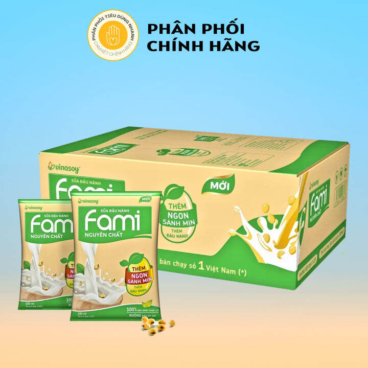 Thùng 40 Bịch Sữa Đậu Nành Fami Nguyên Chất - Vinasoy 200ml (Bao bì thay đổi theo đợt nhập hàng ...