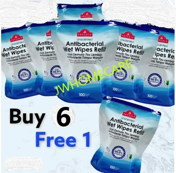 TOPVALU WET WIPES ANTIBACTERIAL TISU BASAH Refill 100pcs | Lazada