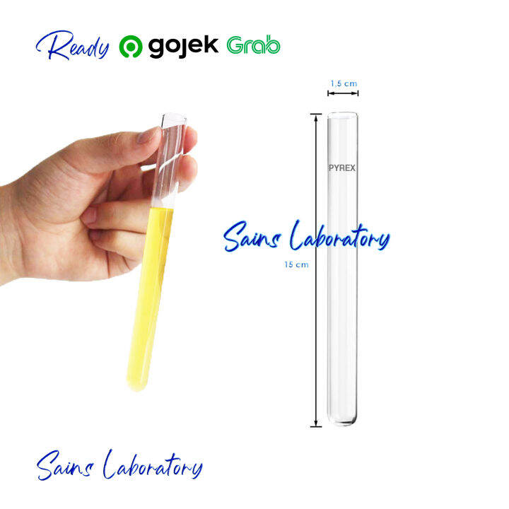 Tabung Reaksi Pyrex Kaca Test Tube Glass 15 x 150 mm Silinder Clynder ...