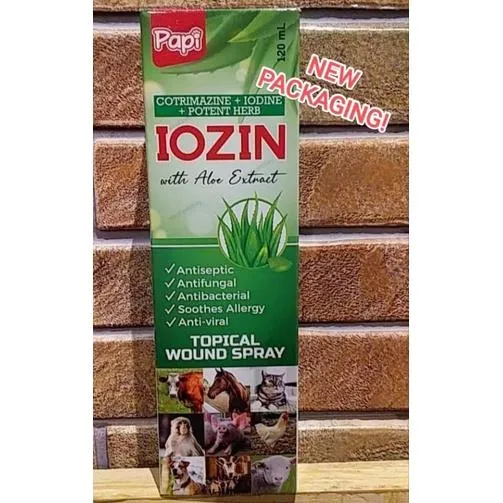 Papi: Iozin Wound Spray with Aloe Extract for Animals [Antiseptic ...