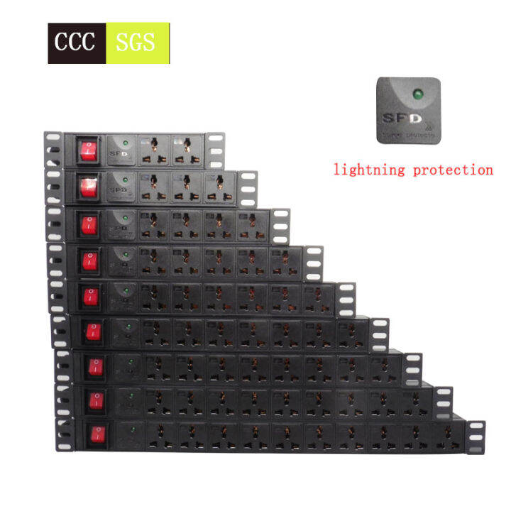 2-12 Slots Metal Cabinet Rack Mount Pdu Power Distribution US Plug ...