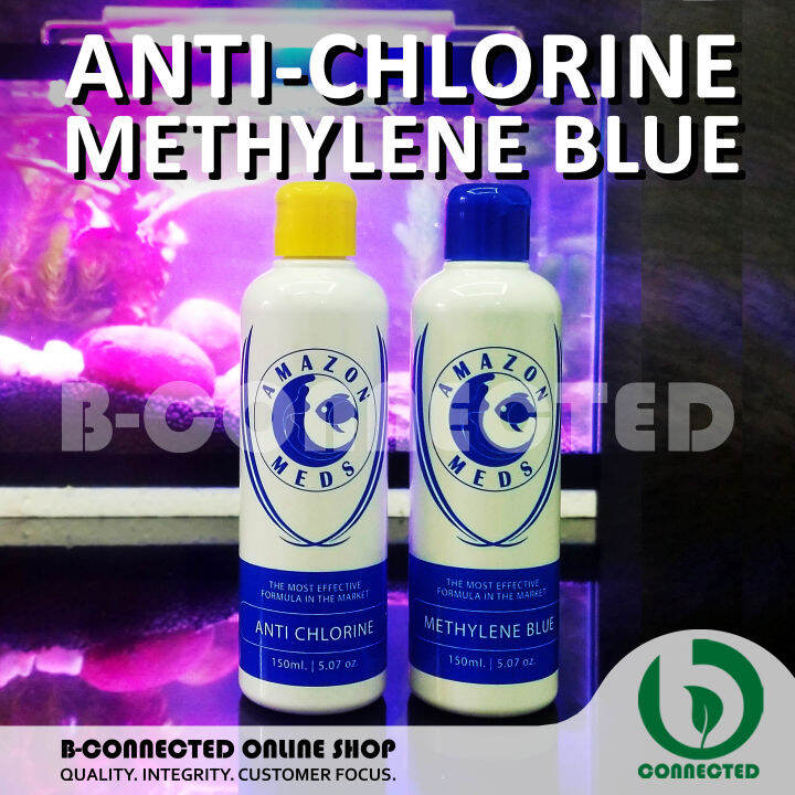 EFFECTIVE ANTI CHLORINE & METHYLENE BLUE ( AMAZON MEDS ) 150ML BY BCONNECTED / AQUARIUM / FISH ...