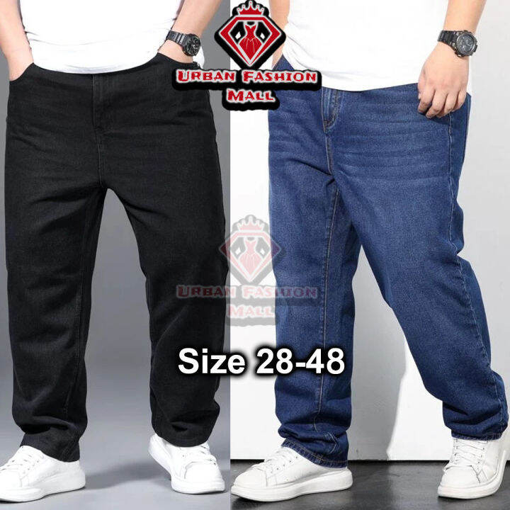 [Urban fashion] Plus Size Men's Straight Cut Jeans Denim Long Pant ...