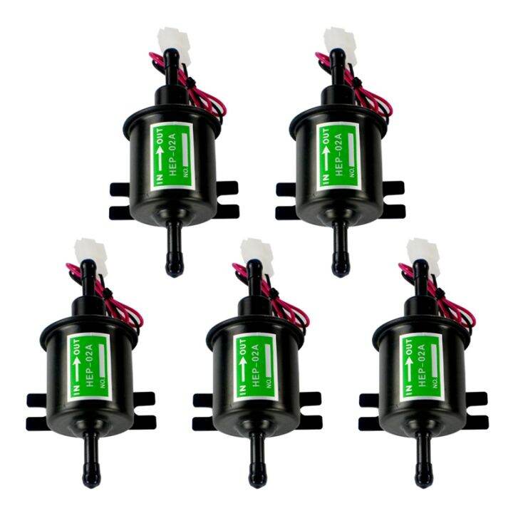 5X Universal 12V Electric Fuel Pump Metal Solid Petrol Inline Fuel Pump ...