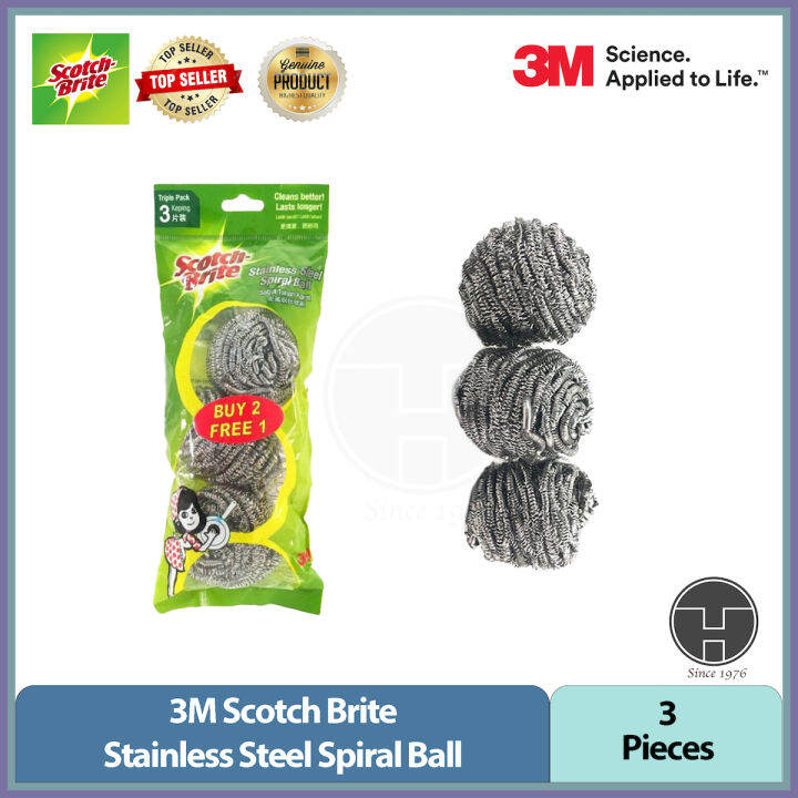 [TeoHin] 3M Scotch-Brite Stainless Steel Spiral Ball 3pieces/pack ...