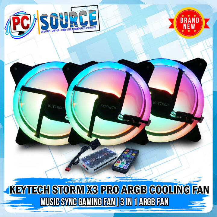 Keytech Storm X3 Pro ARGB Cooling Fans 3 in 1 ARGB Cooling Fan Music ...
